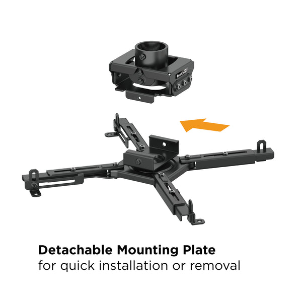 Pro-AV Projector Mount for 1.5" Threaded Pipe in Black | QualGear